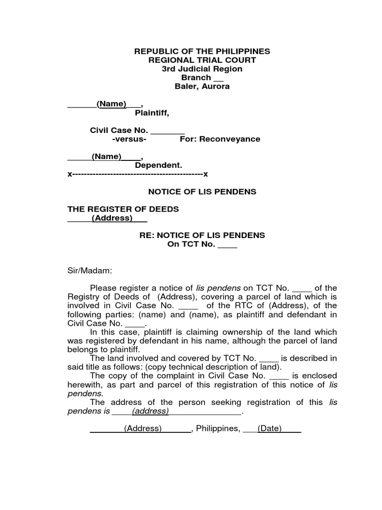 Lis Pendens | PDF