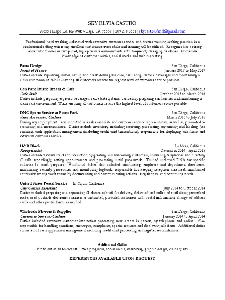 SKY Elvia Castro: Front of House | PDF | Mail | Social Media