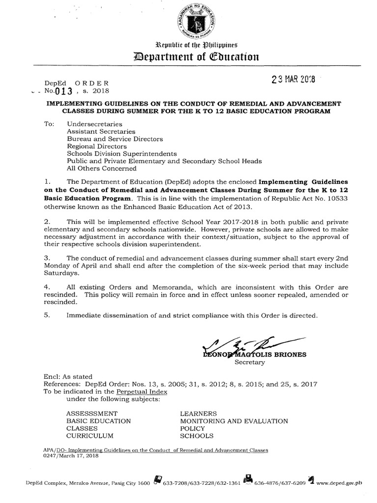 Summer Remedial Classes Guidelines 2018 | PDF | Schools | Teachers