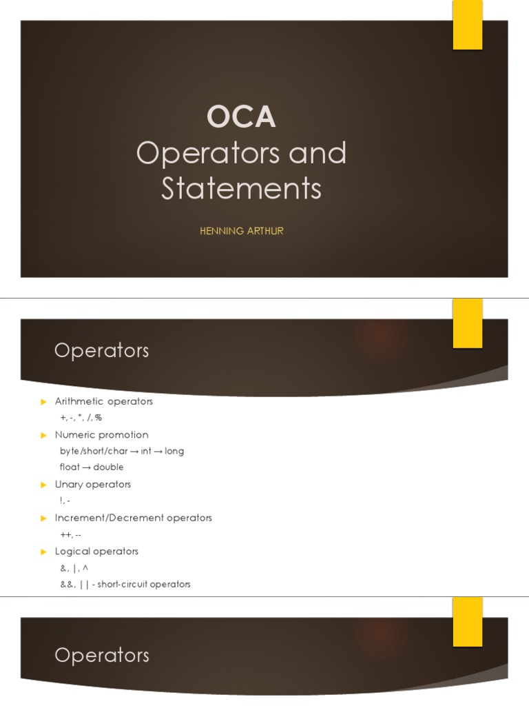 OCA Operators and Statements | PDF | Control Flow | C (Programming ...