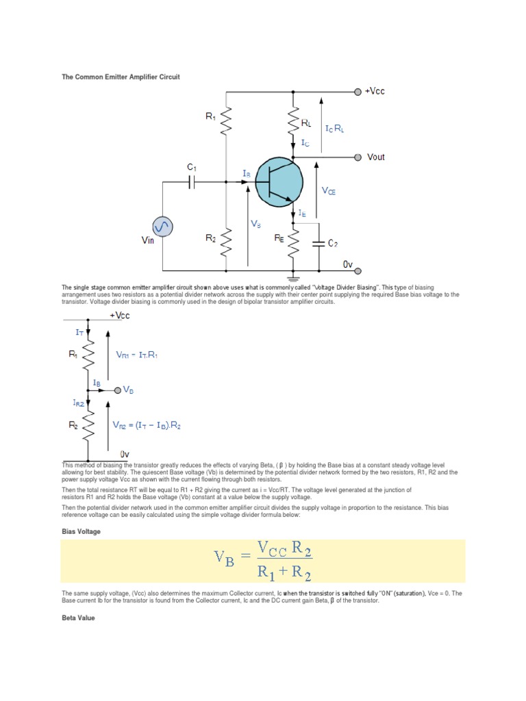 The Common Emitter Amplifier Circuit | PDF | Amplifier | Bipolar ...