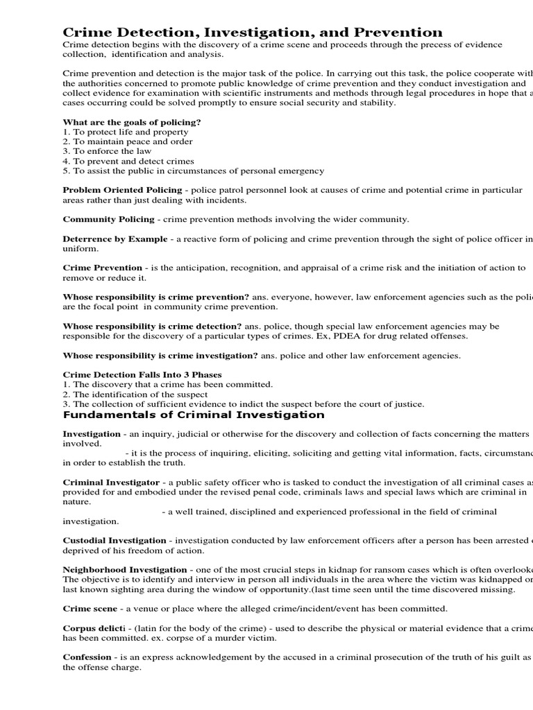 Weebly Crime Detection and Fundamentals of Investigation | PDF | Police ...
