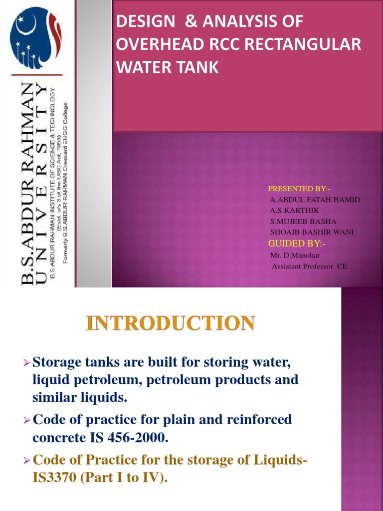 Design of Overhead RCC Rectangular Tank | PDF | Beam (Structure ...