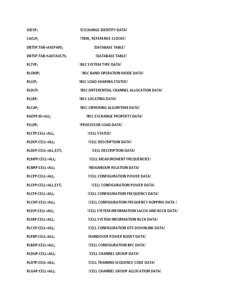 Ericsson Basic GSM Commands | PDF | Telecommunications | Networks