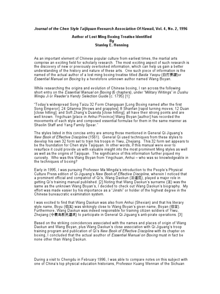 Author of Lost Ming Boxing Revealed | PDF | Chinese Martial Arts | Tai Chi