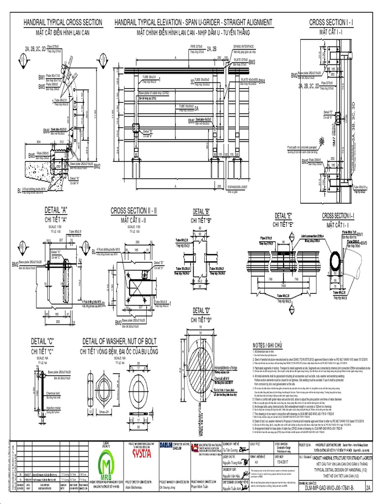 Handrail Typical Elevation - Span U-Grider - Straight Alignment ...