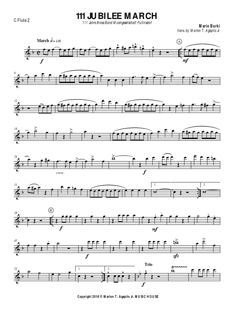 111 Jubilee March for C Flute 2 | PDF