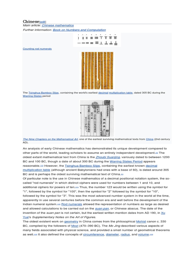 Chinese: Chinese Mathematics Book On Numbers and Computation | PDF ...