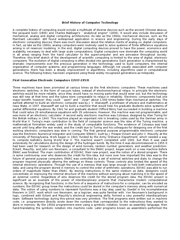 Brief History of Computer Technology | PDF | Parallel Computing ...