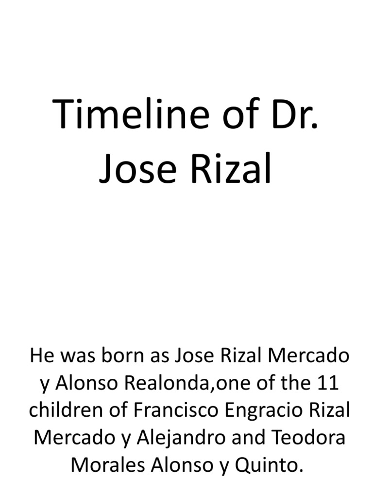 Timeline of Dr. Jose Rizal | PDF | Philippines