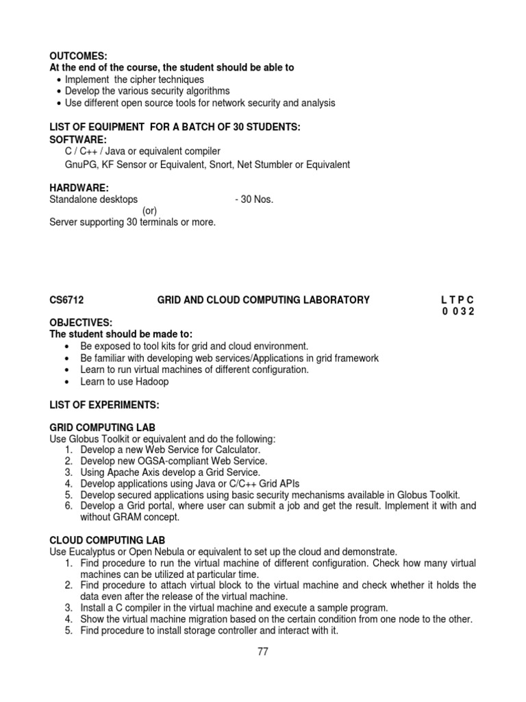 Grid and Cloud Computing Lab Syllabus | PDF | Parallel Computing | Grid ...