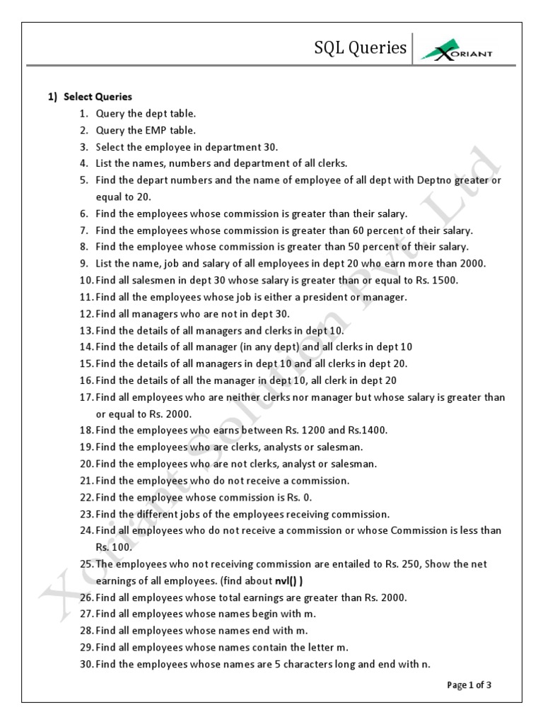 SQL Queries 1.0 | PDF | Data Management | Databases