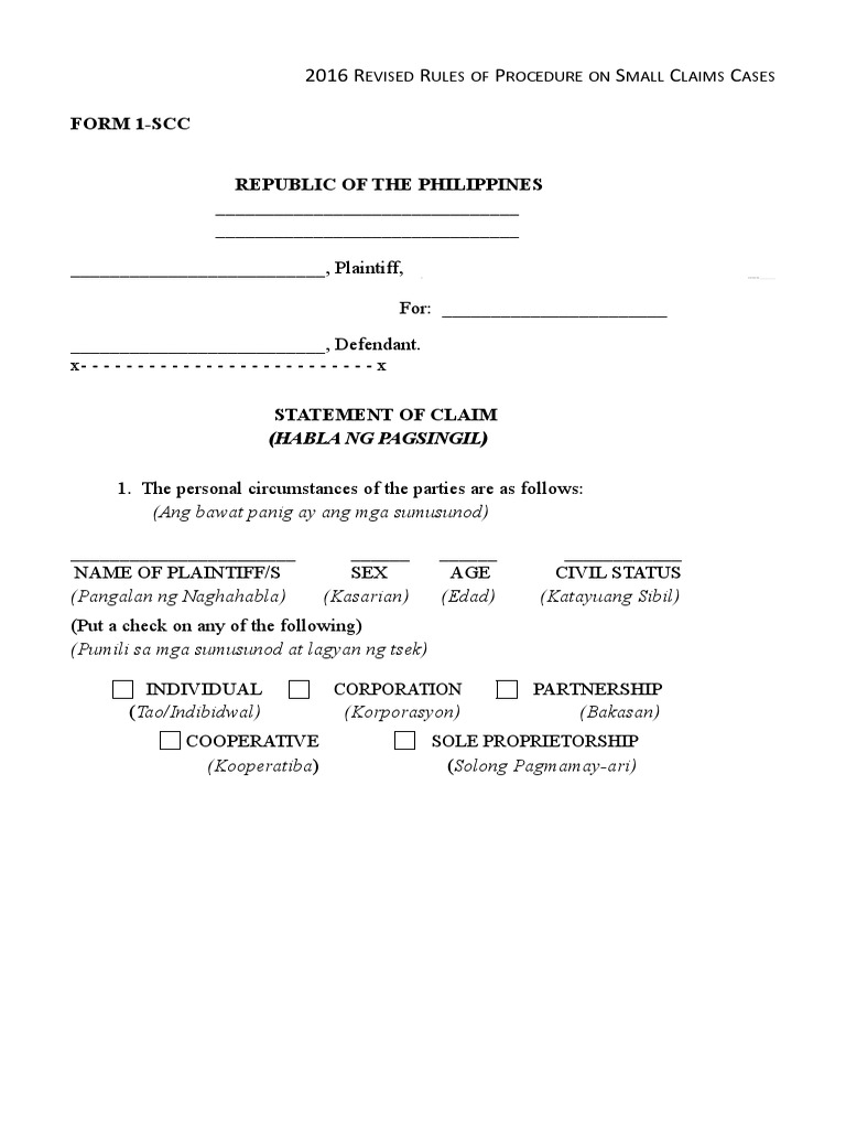 Small Claims Court Procedure Philippines | PDF | Settlement (Litigation ...