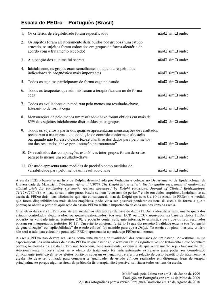 Escala PEDro PDF | PDF | Dispersão estatística | Deficiência visual