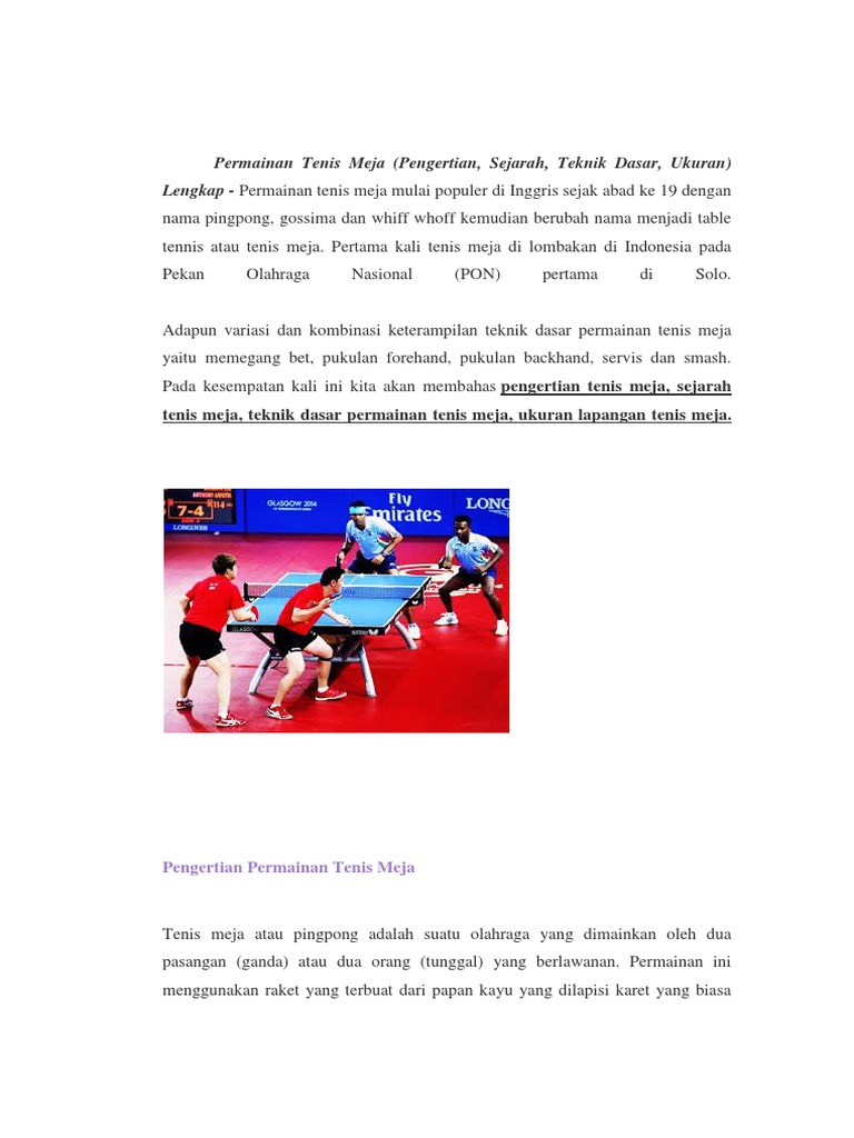Panduan Lengkap Tenis Meja | PDF