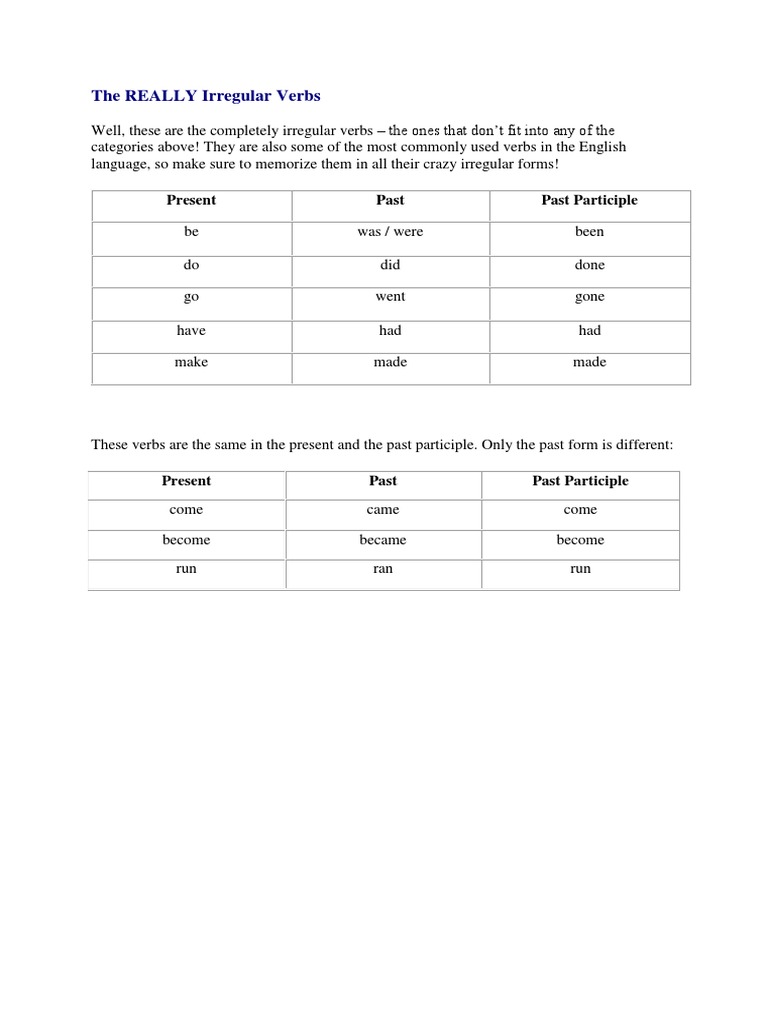 Iregular Vers in English | PDF | Language Mechanics | Morphology