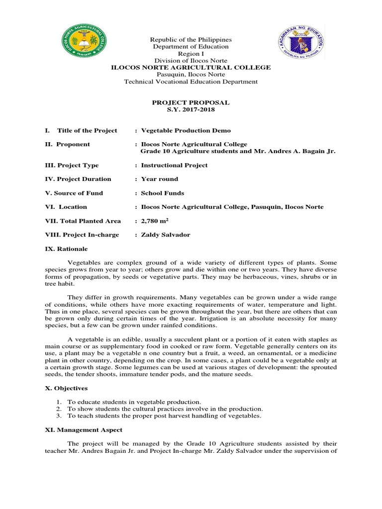 Vegetables Proposal | Download Free PDF | Vegetables | Plants