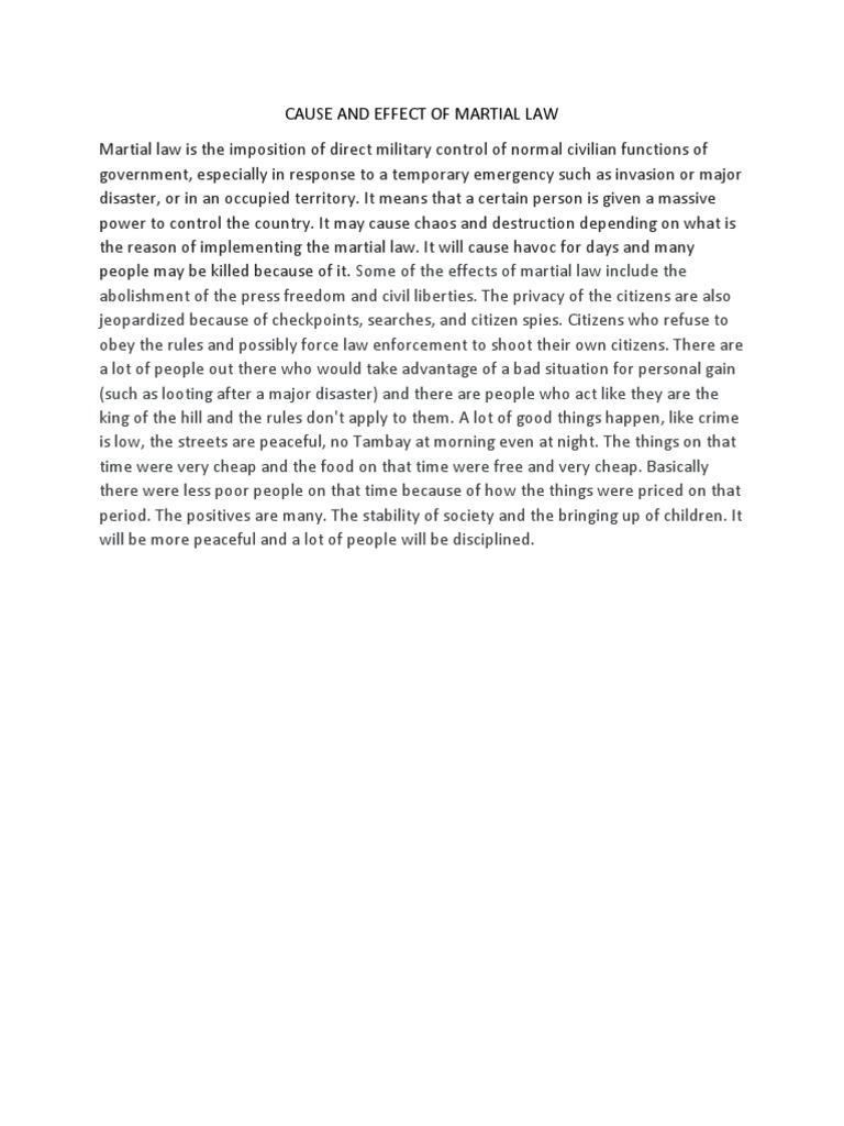 Cause and Effect of Martial Law | Martial Law | Philippines