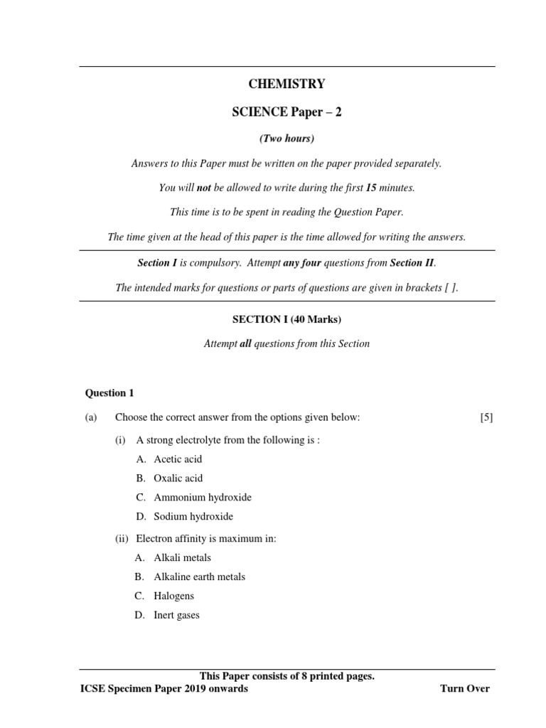Chemistry (Science Paper 2) | PDF | Acid | Hydrogen