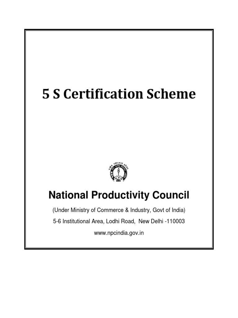 5 S Certification Scheme: National Productivity Council | Download Free ...