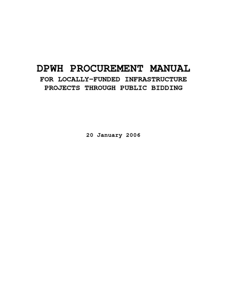 DPWH Procurement Manual: For Locally-Funded Infrastructure Projects ...