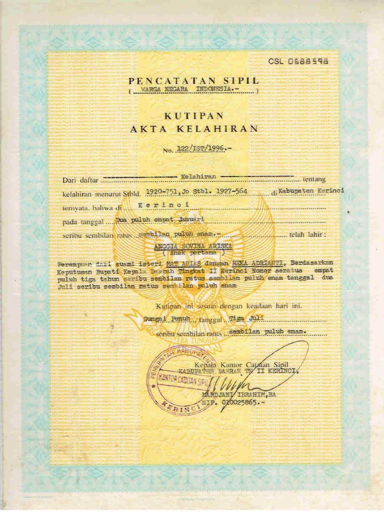 Akte Kelahiran | PDF