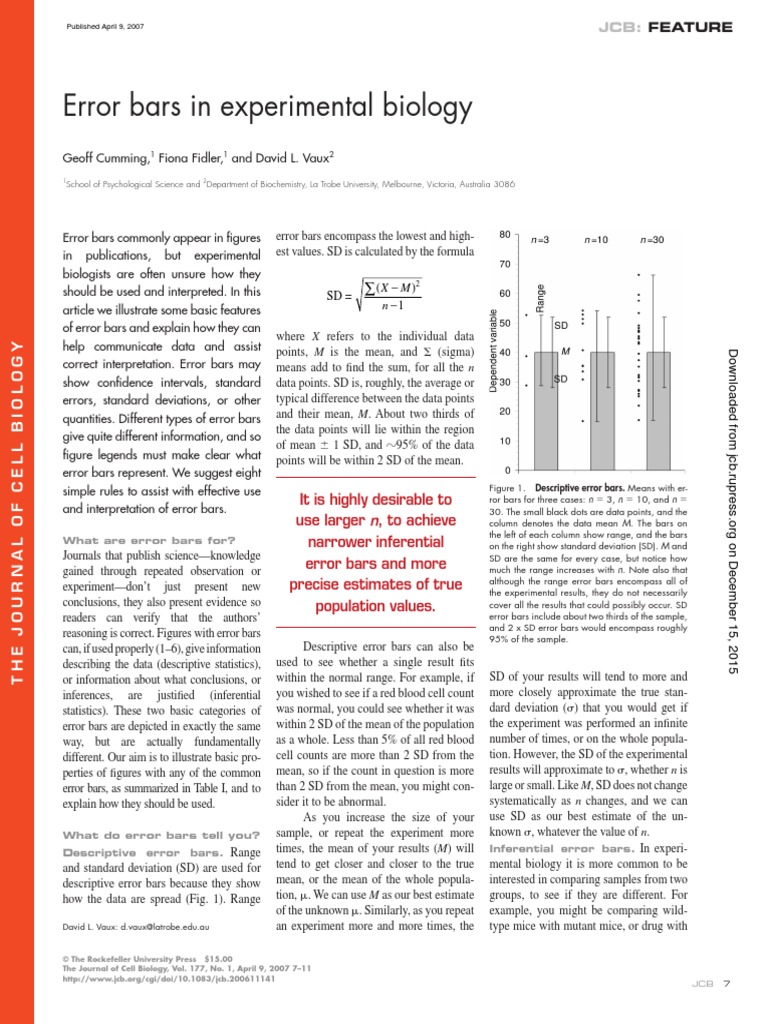 Error Bars in Experimental Biology | PDF | Standard Error | Standard ...