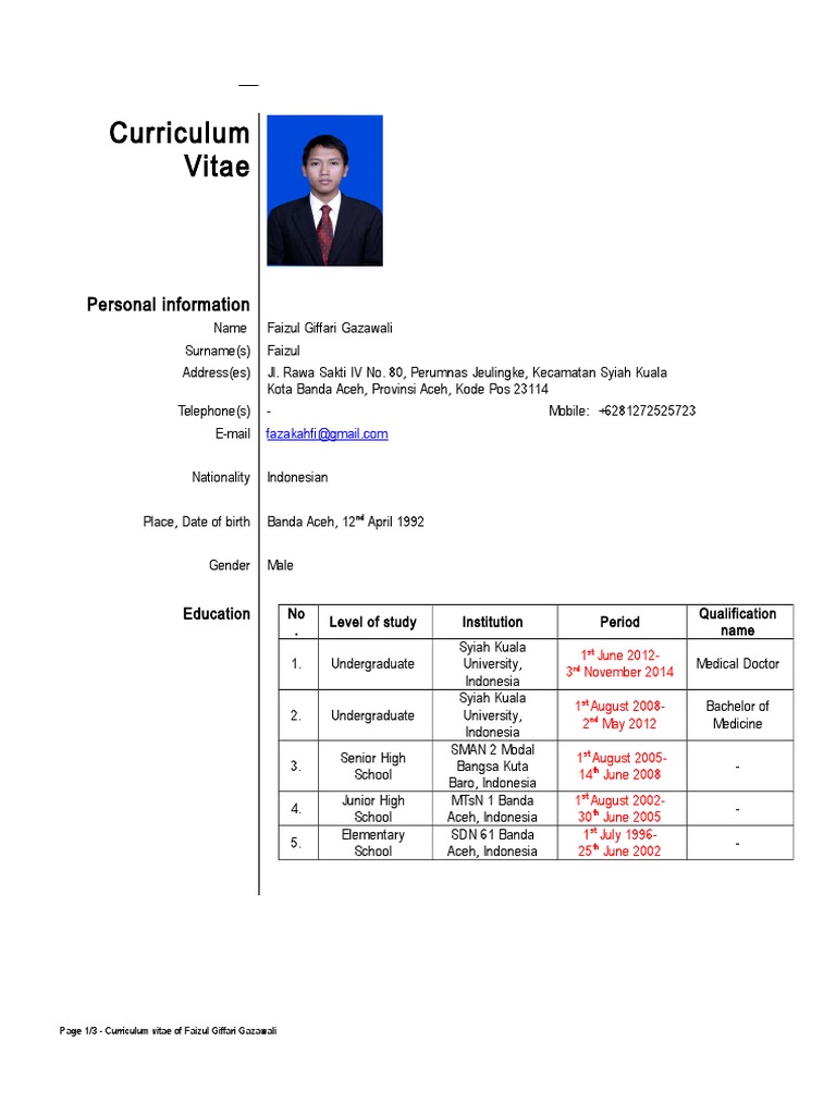 CV Tabular Nata - Edit Faizul | PDF | Academia | Science