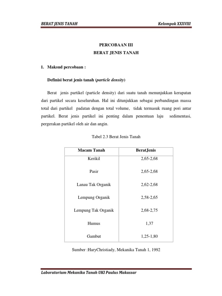 Panduan Uji Berat Jenis Tanah | PDF