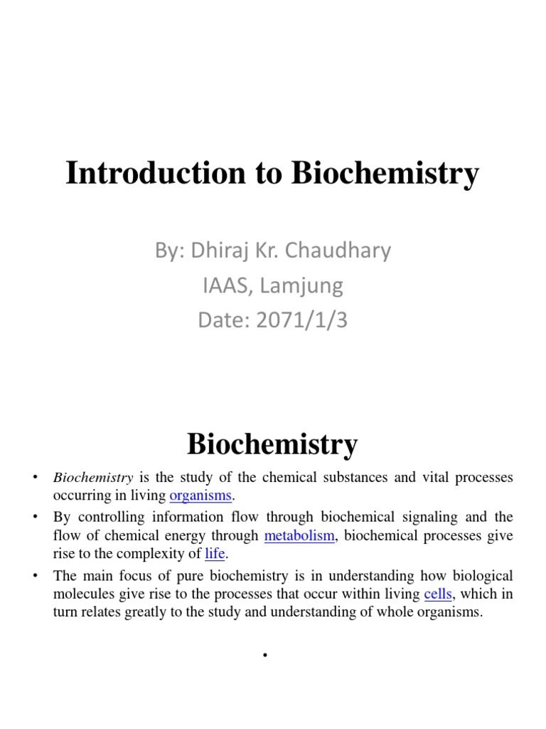 Introduction to Biochemistry.ppt | Macromolecules | Biochemistry