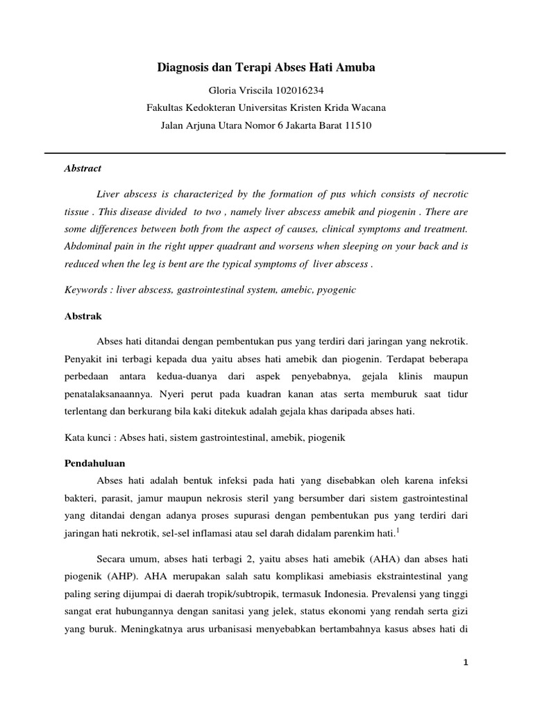 Diagnosis Dan Terapi Abses Hati Amuba | PDF