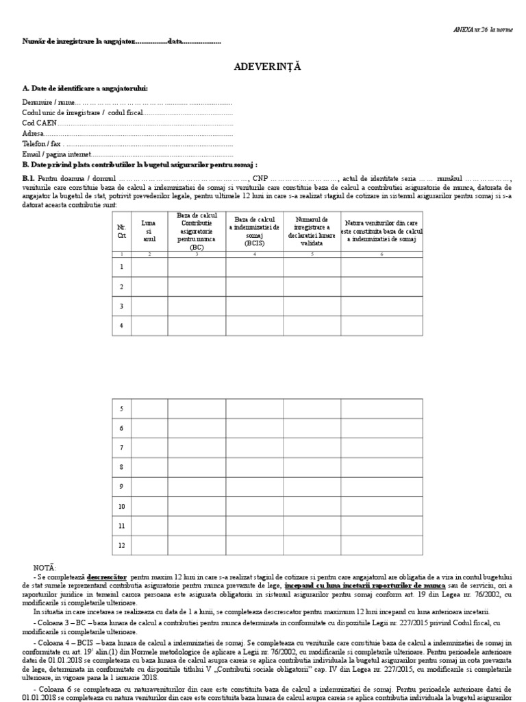 Adeverinta Angajator Pentru Somaj | PDF