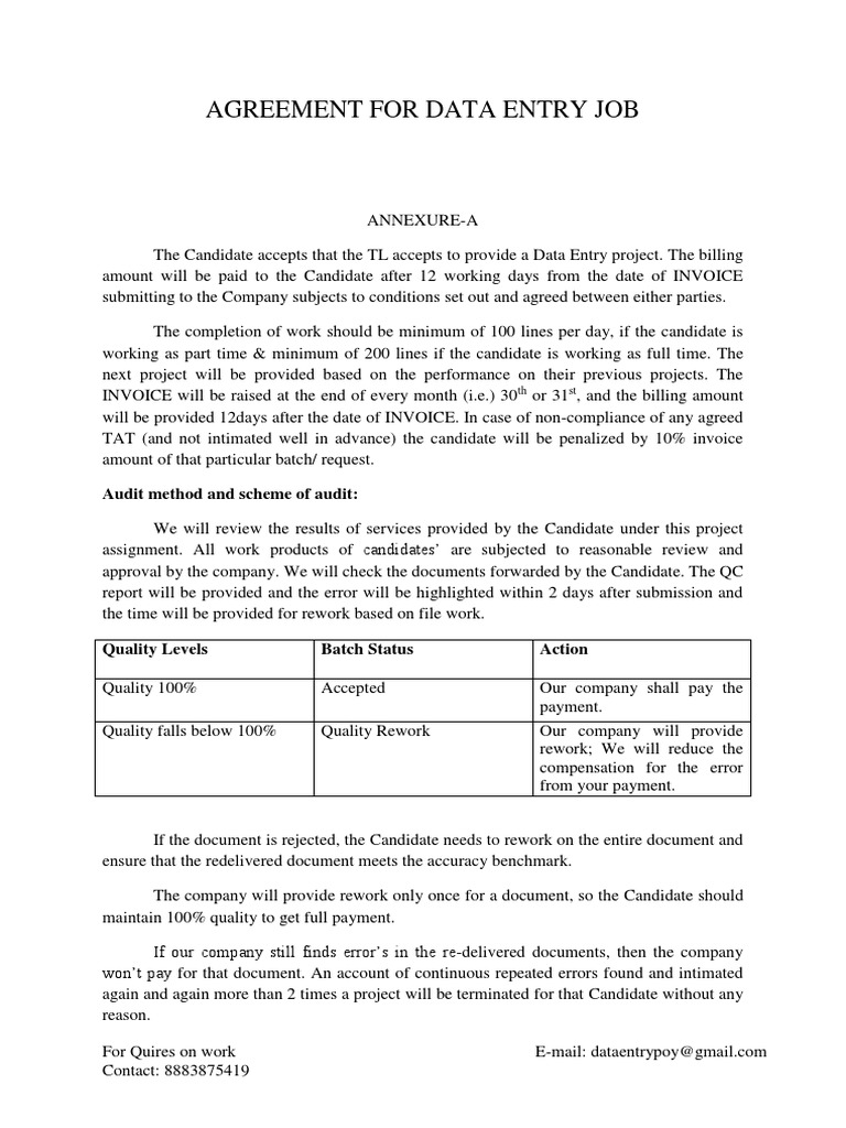 Data Entry - Agreement Form | PDF | Invoice | Computing