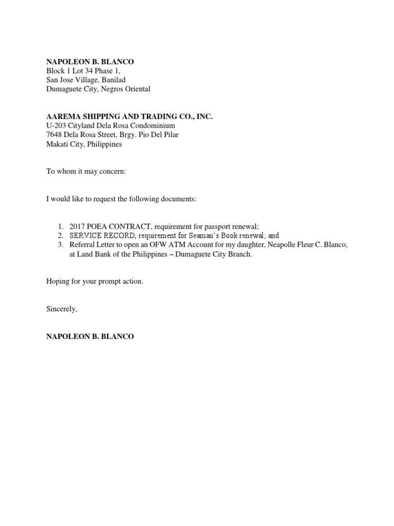 Letter of Request | PDF