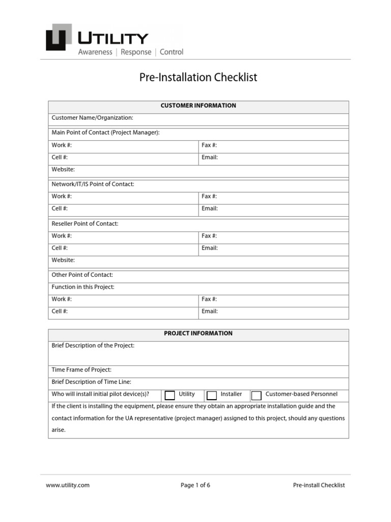 Pre-Installation Checklist: Customer Information | PDF | Ip Address ...