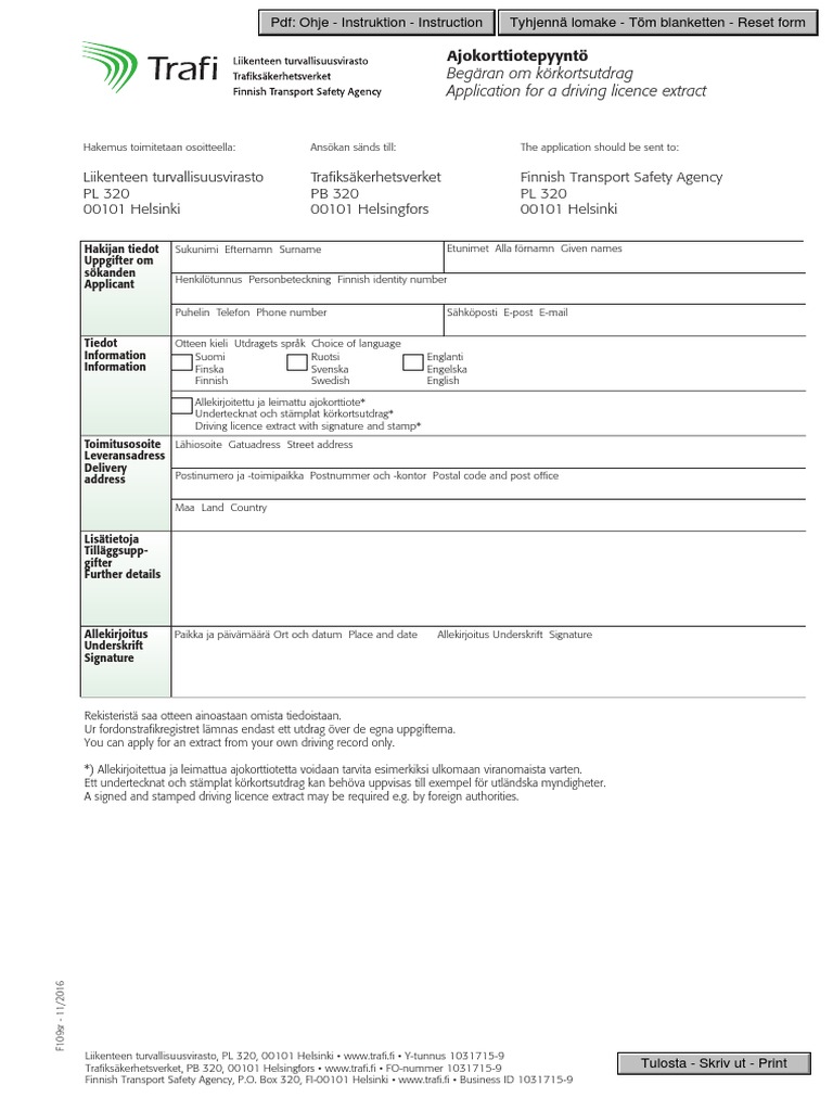 Finnish Driving License Request | PDF