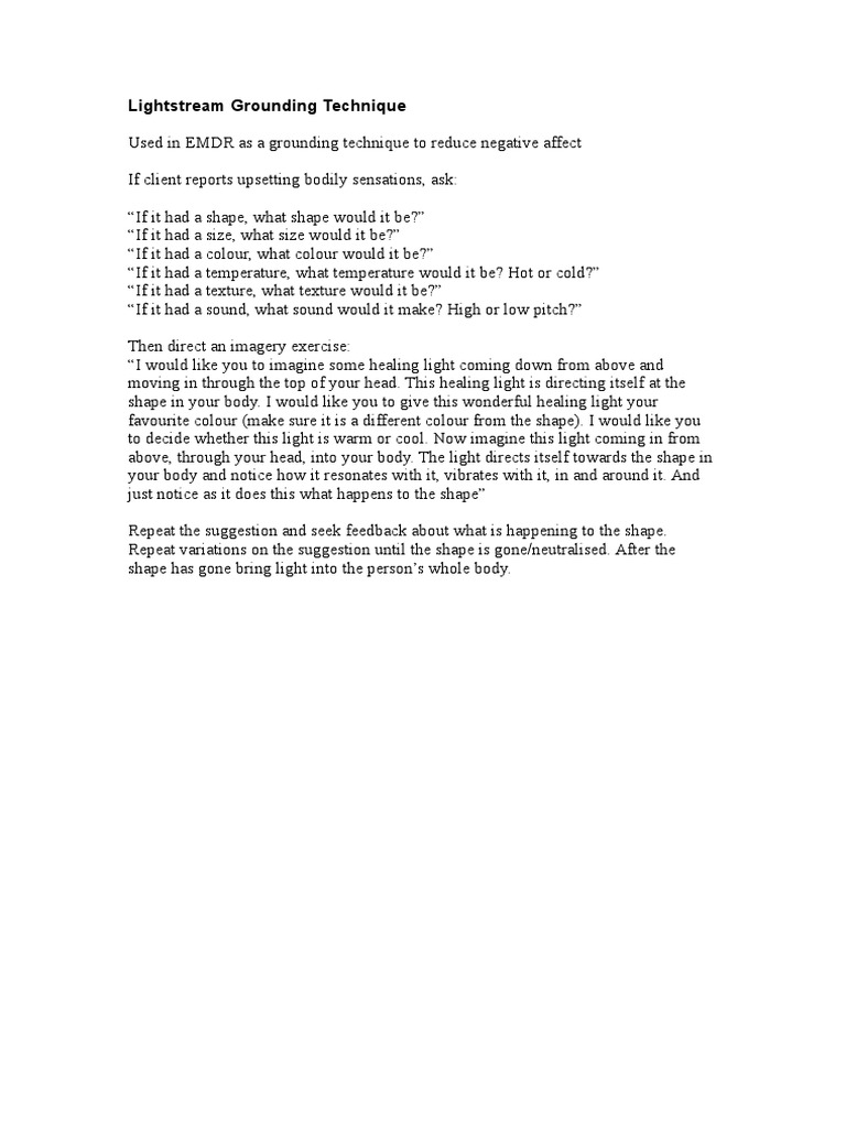 Lightstream Grounding Technique for EMDR | PDF | Self-Improvement