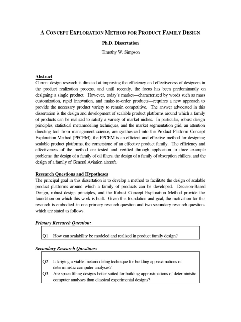 A Concept Exploration Method For Product Family Design | PDF ...
