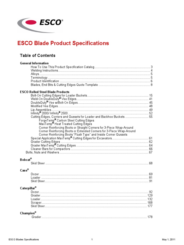 Esco Blade Specs2 PDF | PDF | Welding | Construction