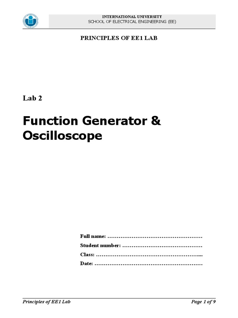 Lab 2 - Function Generator and Oscilloscope - Revised22Oct2010 | PDF ...