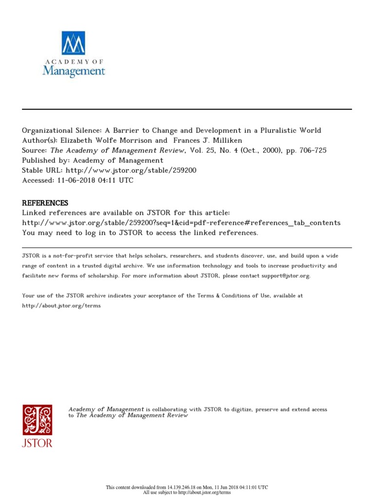 Organizational Silence A Barrier To Change and Development in A ...