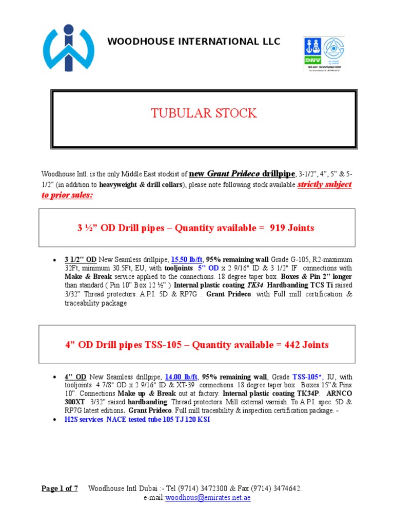 Tubular Stock | PDF | Pipe (Fluid Conveyance) | Building Materials