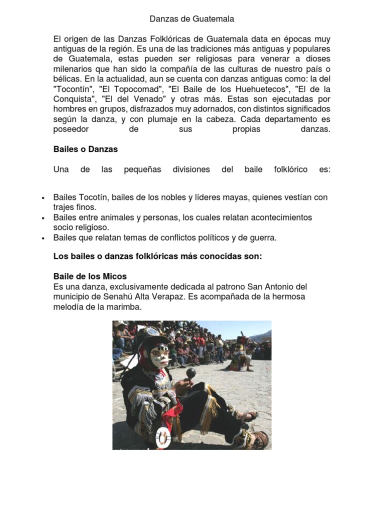 10 Danzas De Guatemala Pdf Guatemala Entretenimiento General