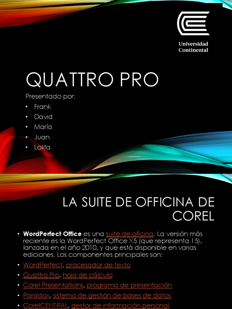 Características y funciones de Quattro Pro | PDF | Microsoft Excel ...