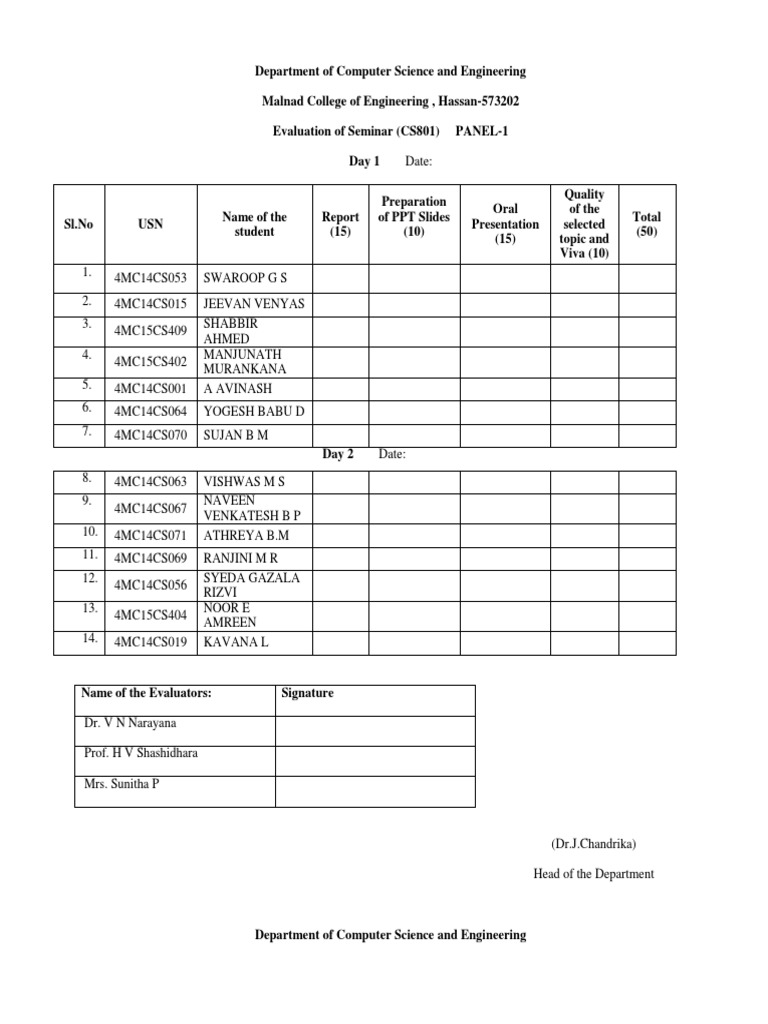 Seminar Evaluation Rubrics Pdf