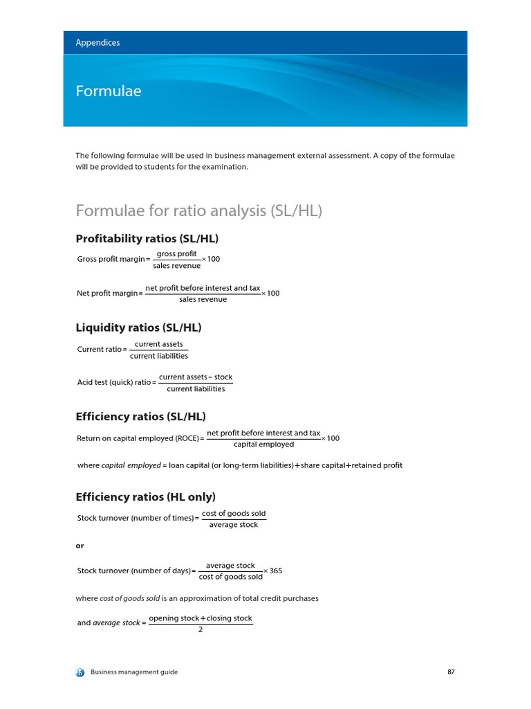 Business Formulae Sheet | PDF | Revenue | Net Present Value