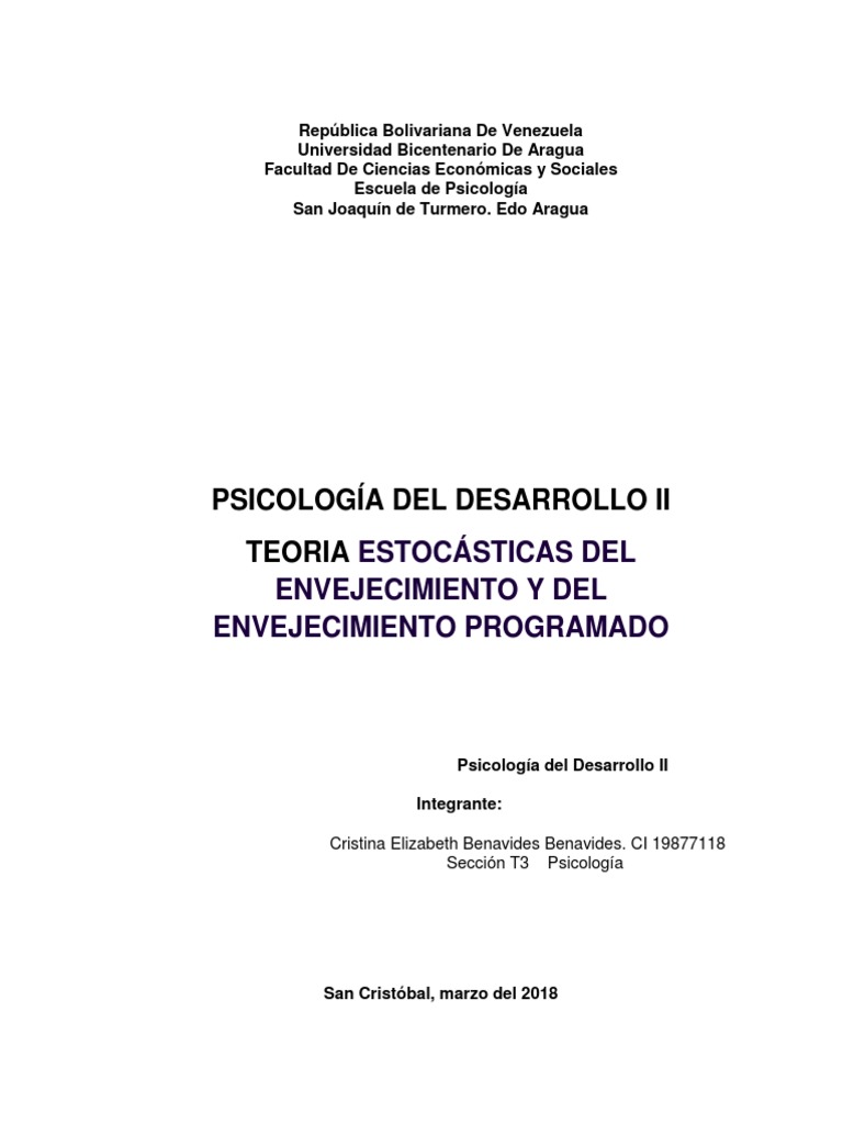 Teorias Del Envejecimiento | PDF | Senectud | Envejecimiento
