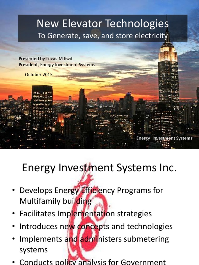New Elevator Technologies by Lewis Kwit | PDF | Elevator | Engines