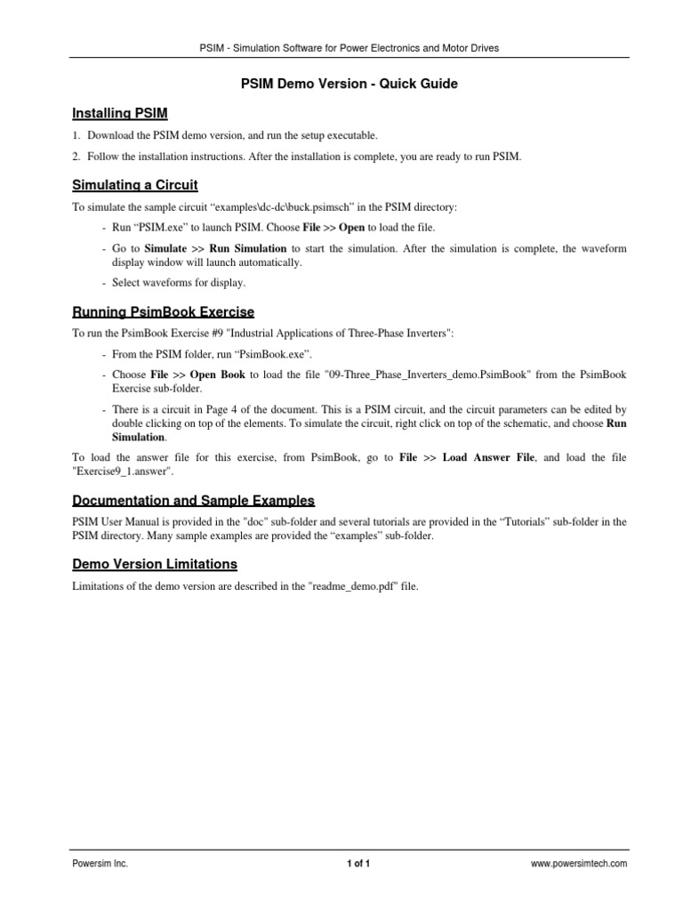 PSIM Demo Installation and Simulation Guide | PDF | Installation ...