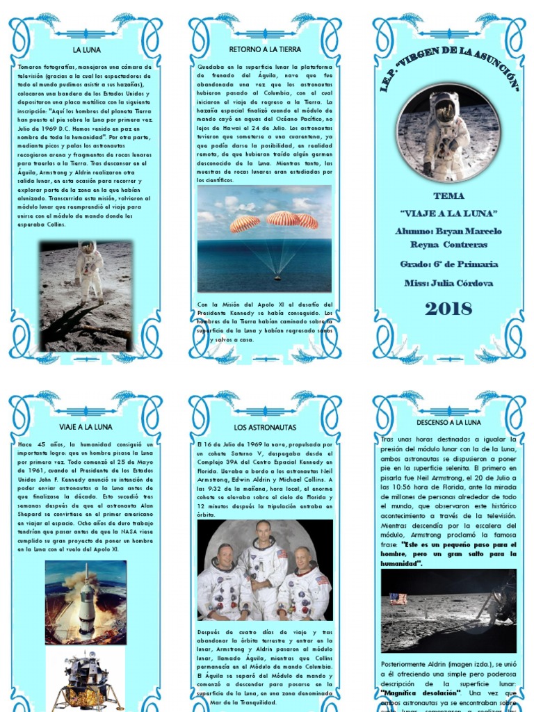 Triptico Viaje A La Luna | PDF | Neil Armstrong | Astronautas